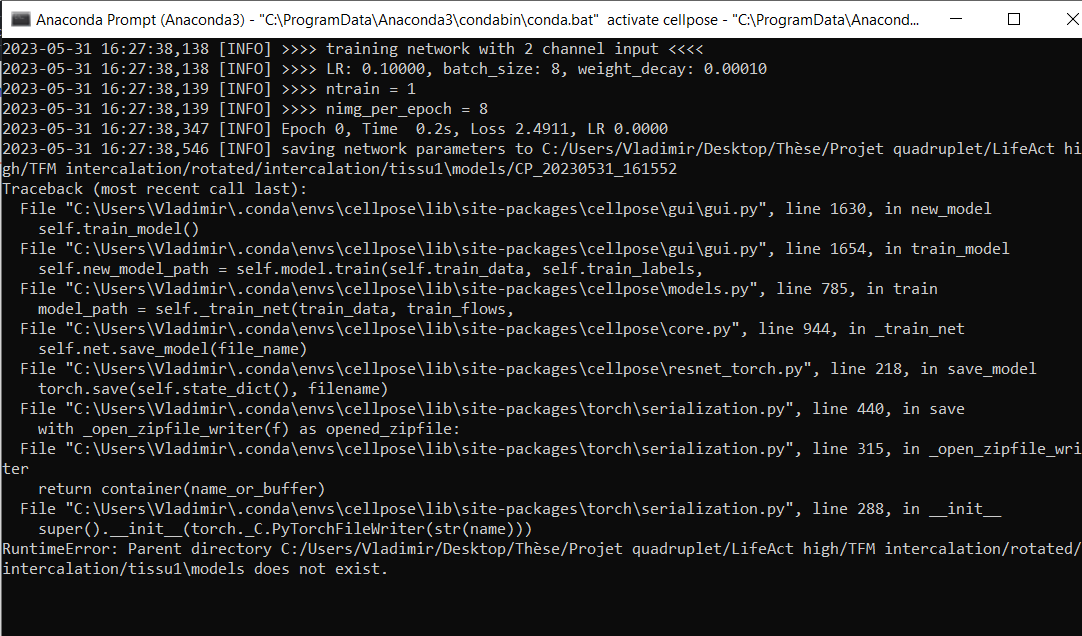 [BUG] Unable to train a new model · Issue #721 · MouseLand/cellpose · GitHub