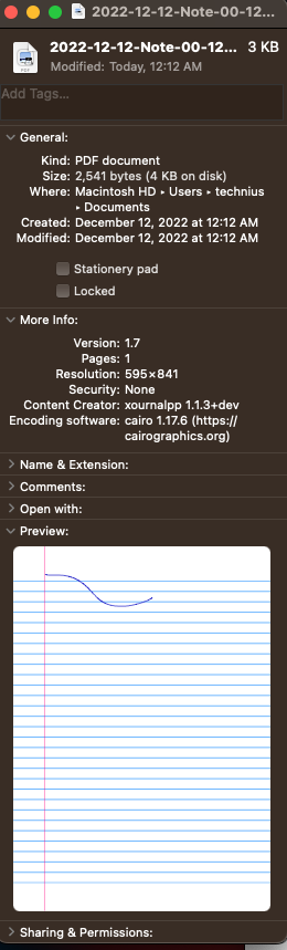 In metadata of PDF-files created by Xournal++ the "Creator" field is ...