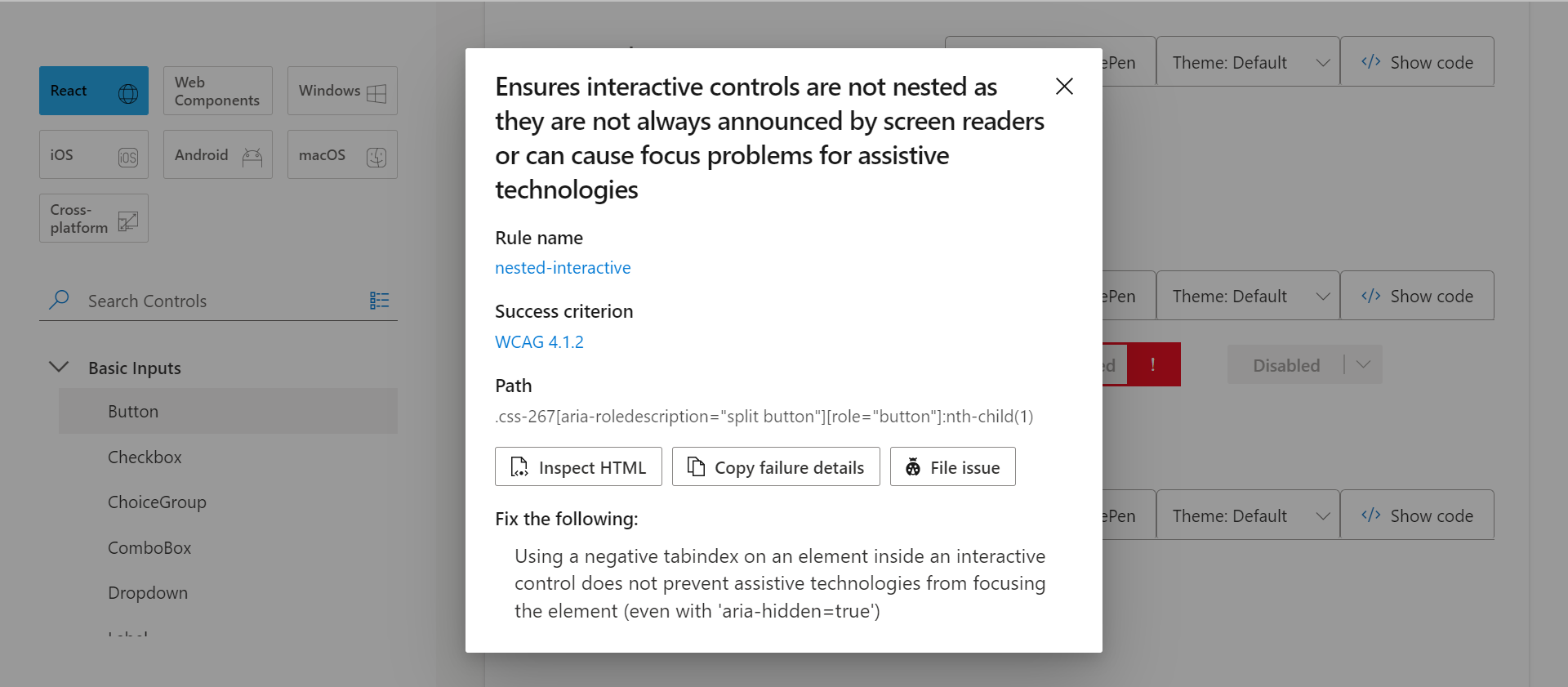 Bug Split Button Fails Accessibility Test · Issue 23840 · Microsoftfluentui · Github