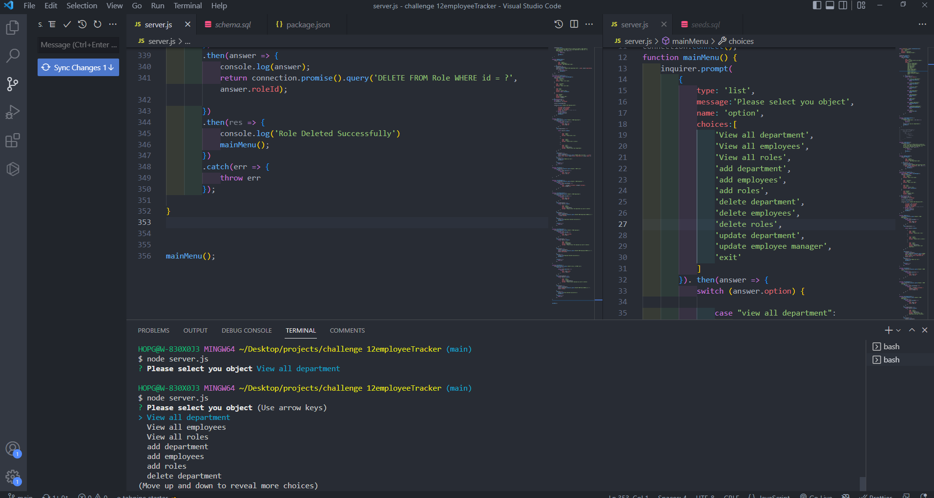 GitHub - tillzmh/challenge-12employeeTracker