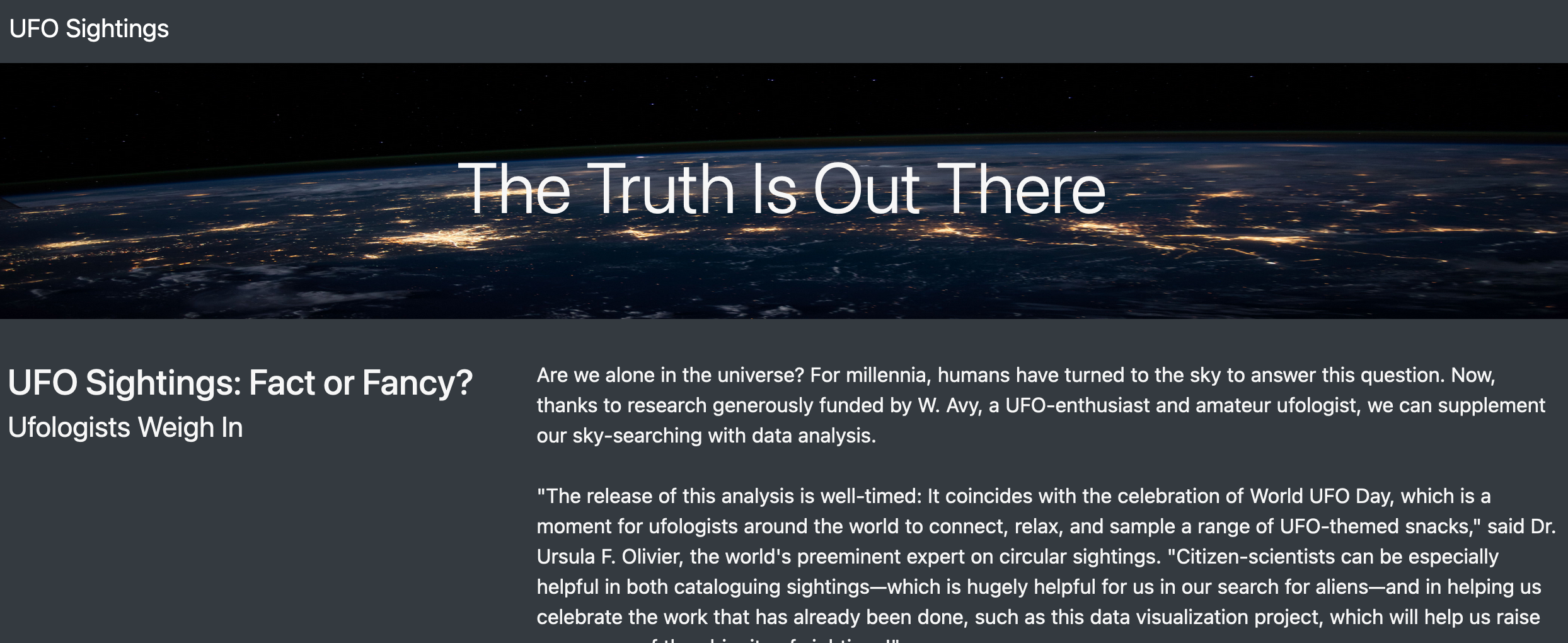 GitHub - stewamag/UFOs: Analyzing and organizing UFO data that is stored as a JavaScript array