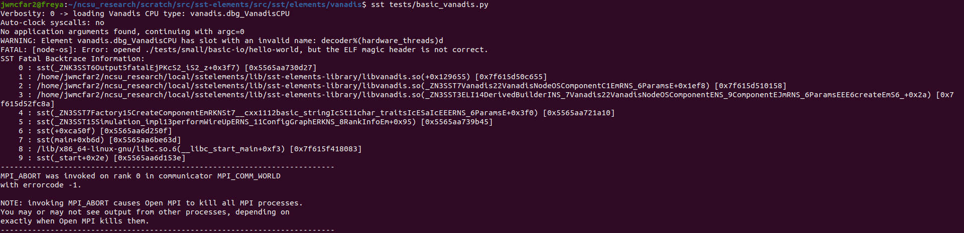 Unable to run basic_vanadis.py, possible musl toolchain issue · Issue #1913 · sstsimulator/sst ...