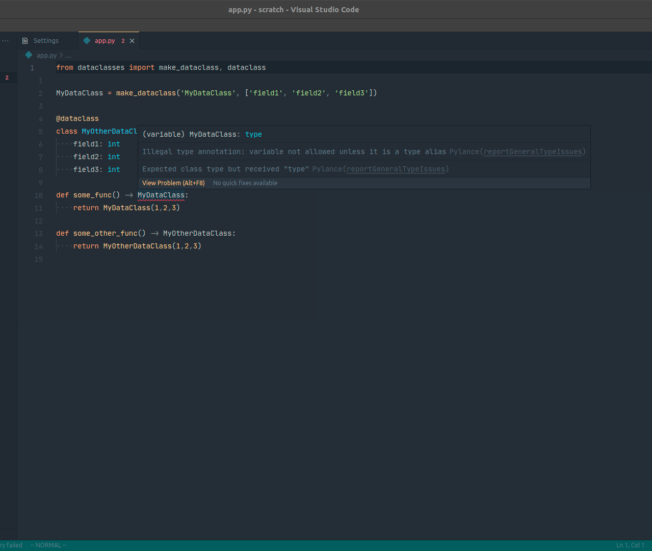 Expected class type but received "type" | make_dataclass · Issue #1327 ...