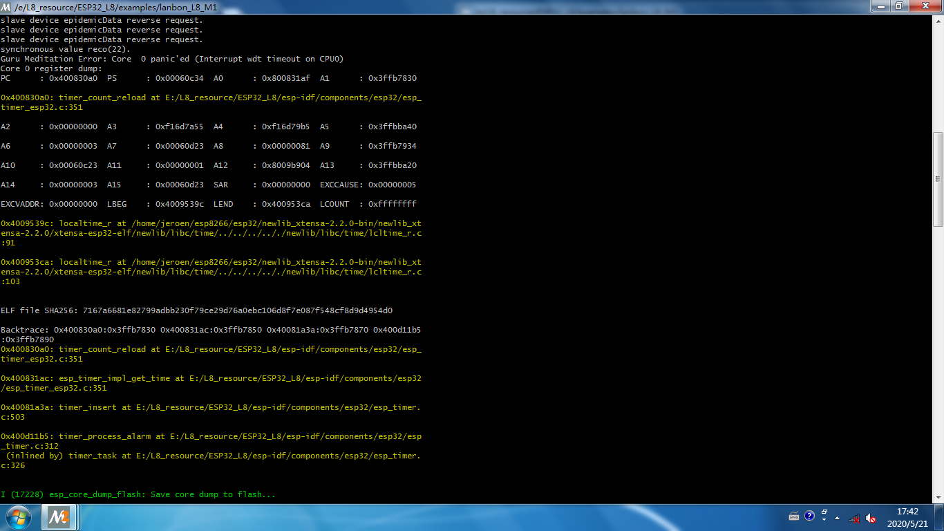 Guru Meditation Error: Core 0 panic'ed (Interrupt wdt timeout on CPU0) (IDFGH-3401) · Issue ...