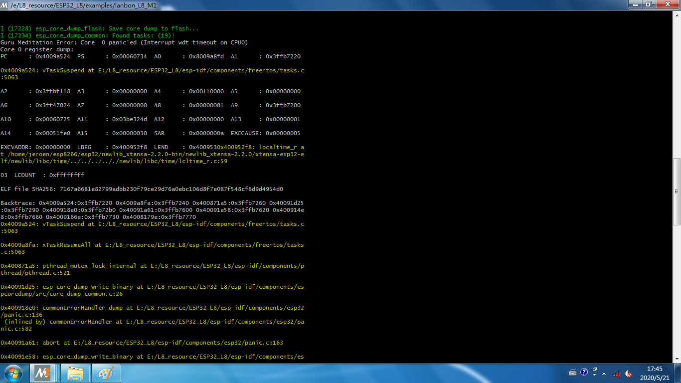 Guru Meditation Error: Core 0 panic'ed (Interrupt wdt timeout on CPU0) (IDFGH-3401) · Issue ...