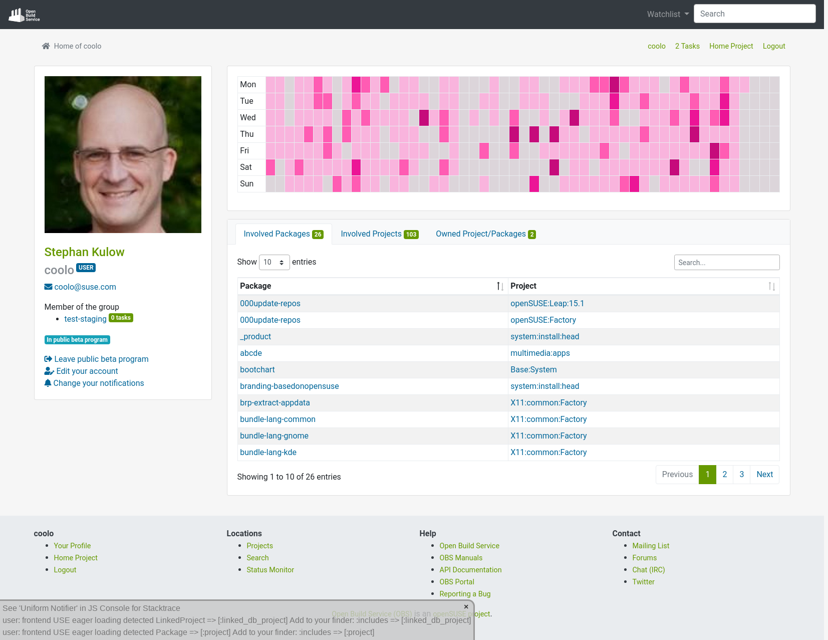 Contributions graph in user profile page · Issue #6892 · openSUSE/open-build-service · GitHub