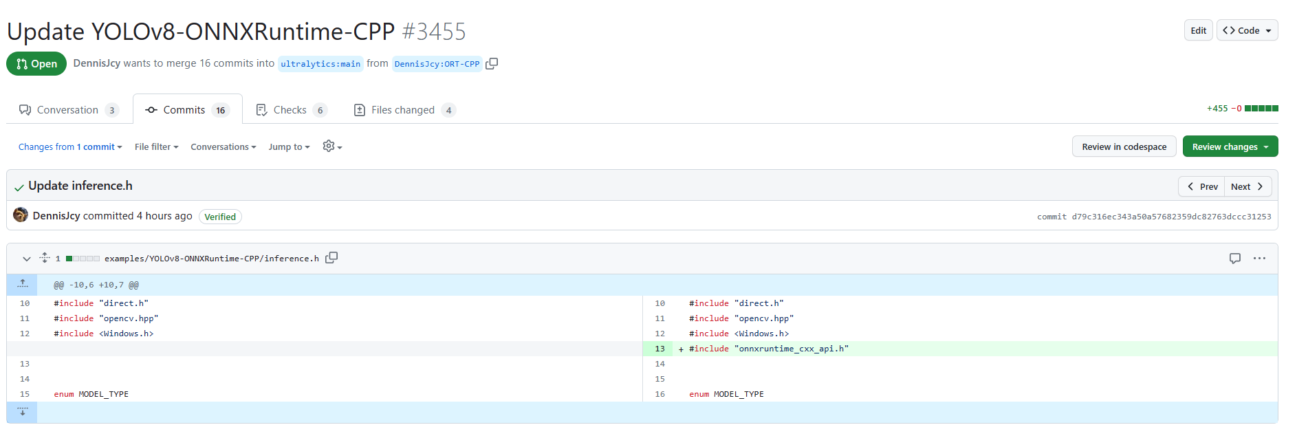 [pr] Update Yolov8 Onnxruntime Cpp · Issue 3454 · Ultralytics Ultralytics · Github