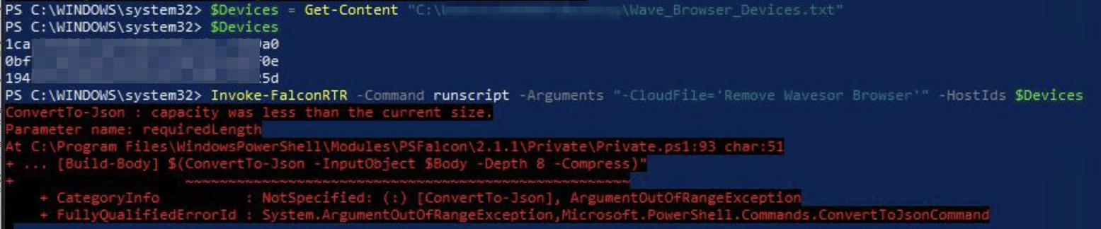 Issue with Invoke-FalconRTR · Issue #71 · CrowdStrike/psfalcon · GitHub
