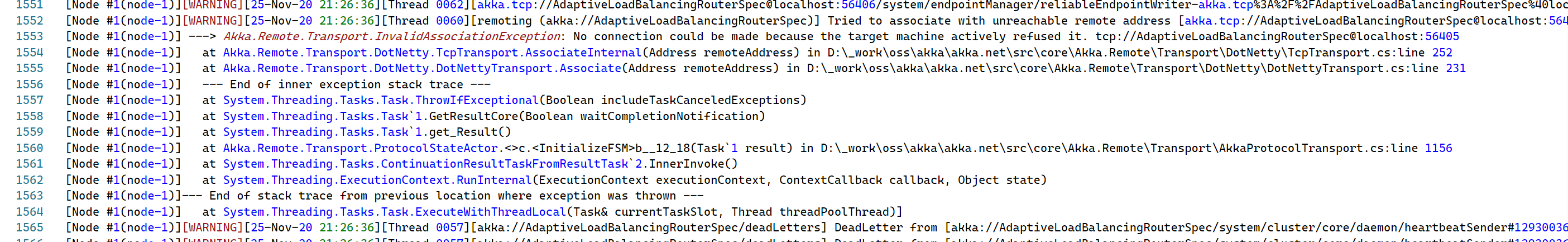 MultiNodeSpecs: turn off debug logging for all of them · Issue #4215 · akkadotnet/akka.net · GitHub
