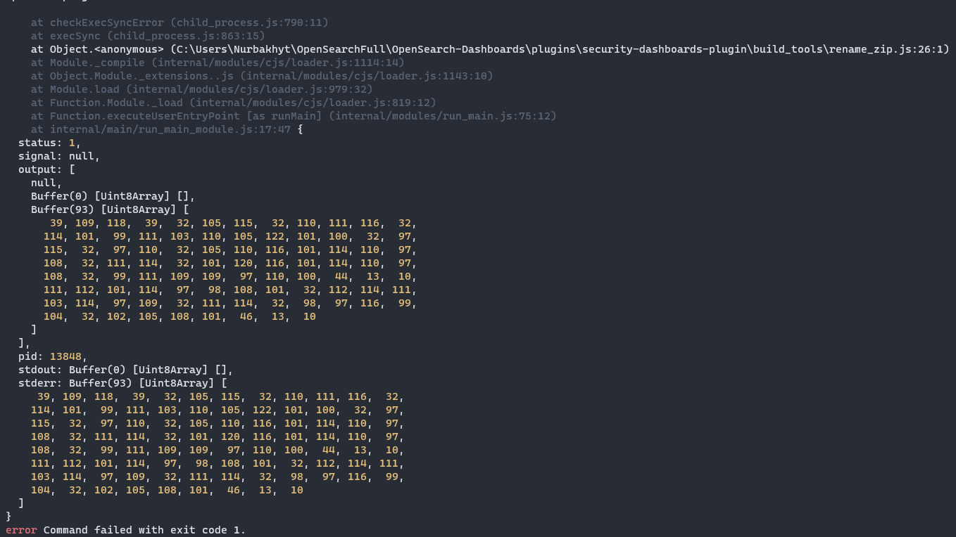 [BUG] yarn build is not working on Windows · Issue #1390 · opensearch-project/security ...