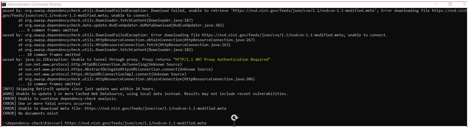 Dependency Check Cli Nvd Url Access Proxy Authentication Issue · Issue