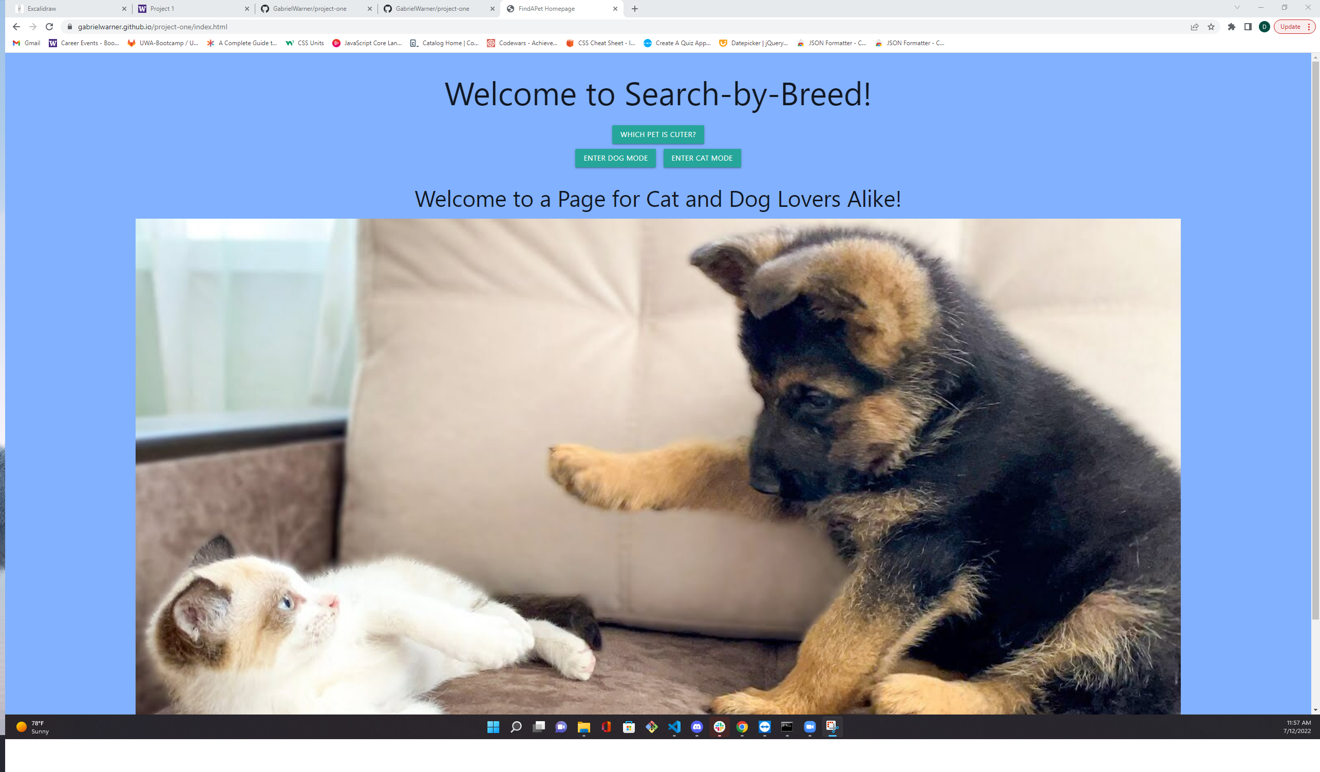 GitHub - GabrielWarner/cute-and-cuddly: A pet breed search web app with a mini-game using ...