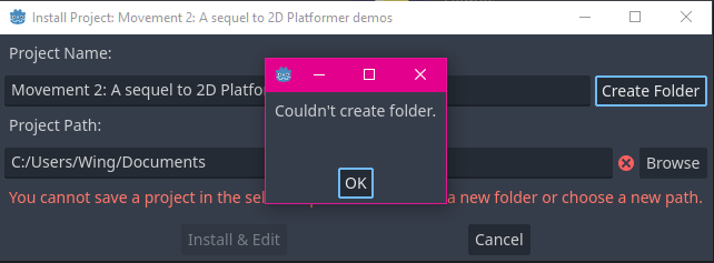 Windows Installing Asset Library Project Or Demo Whose Name Contain A Colon Will Setup Invalid 