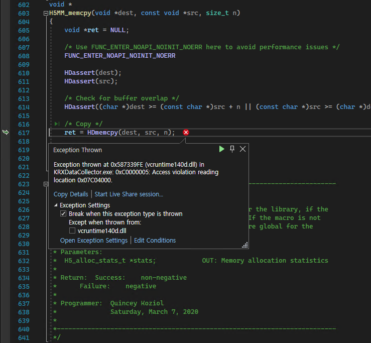 Access violation at H5MM_memcpy · Issue #2088 · HDFGroup/hdf5 · GitHub
