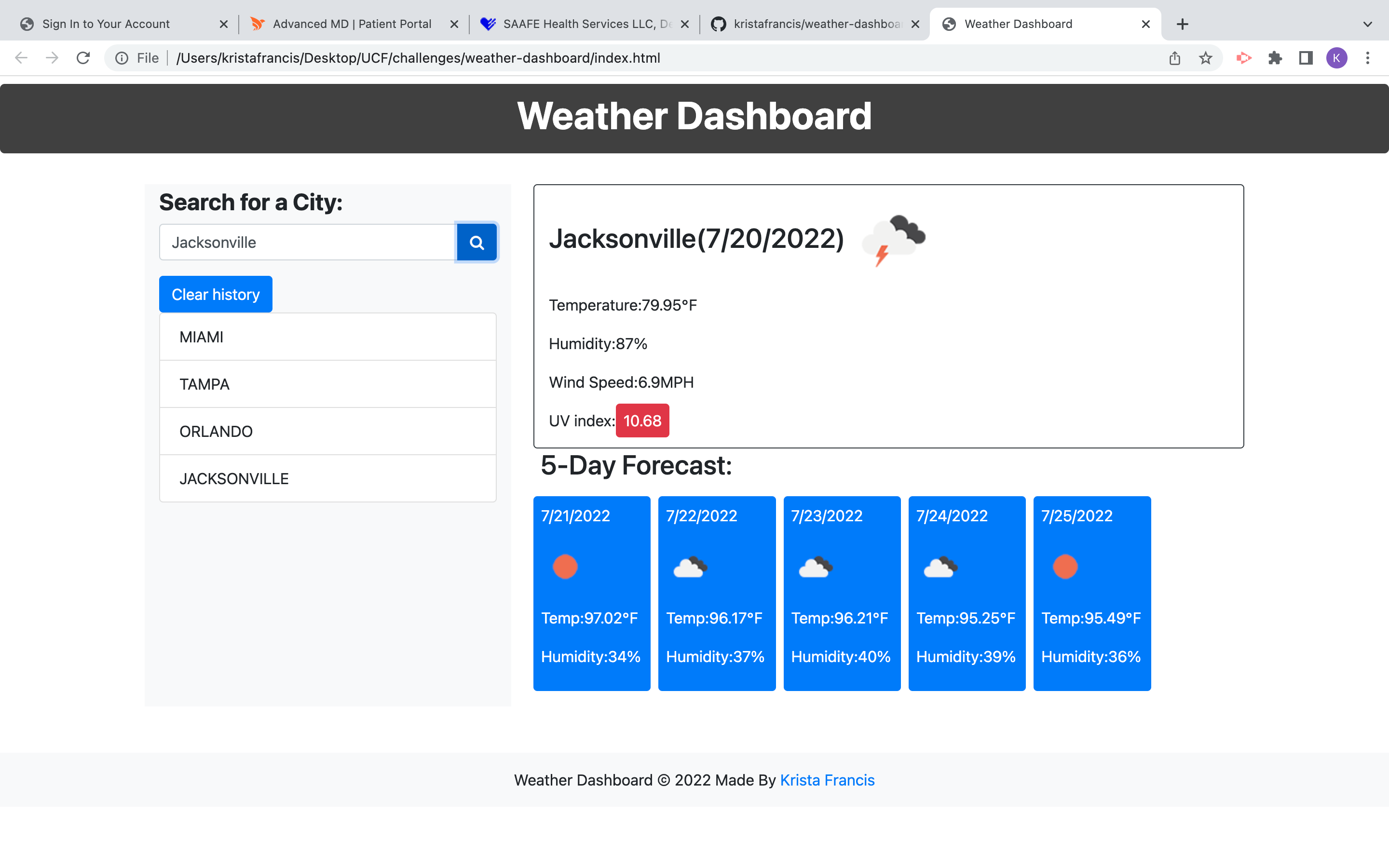 GitHub - kristafrancis/weather-dashboard