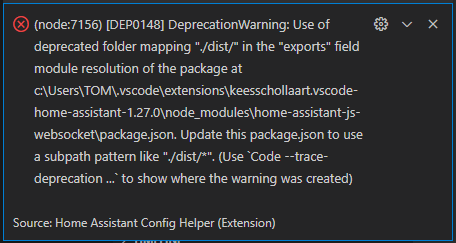 Unhanded promise rejections depreciated · Issue #1999 · keesschollaart81/vscode-home-assistant ...