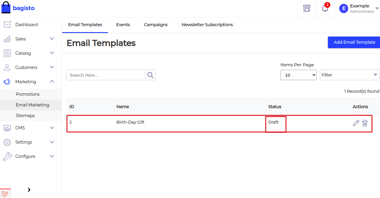 The inactive email template should not be listed in the email-template ...