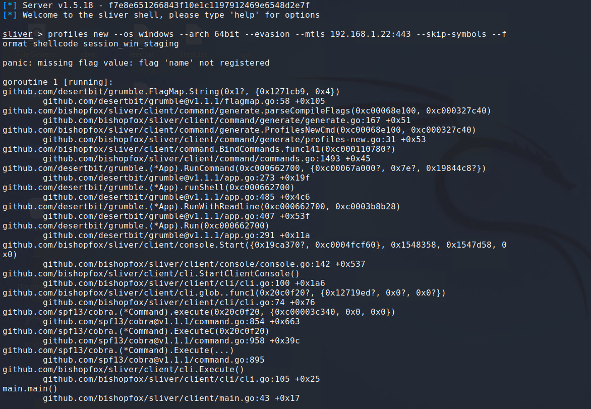 sliver crash on profile generation · Issue #750 · BishopFox/sliver · GitHub