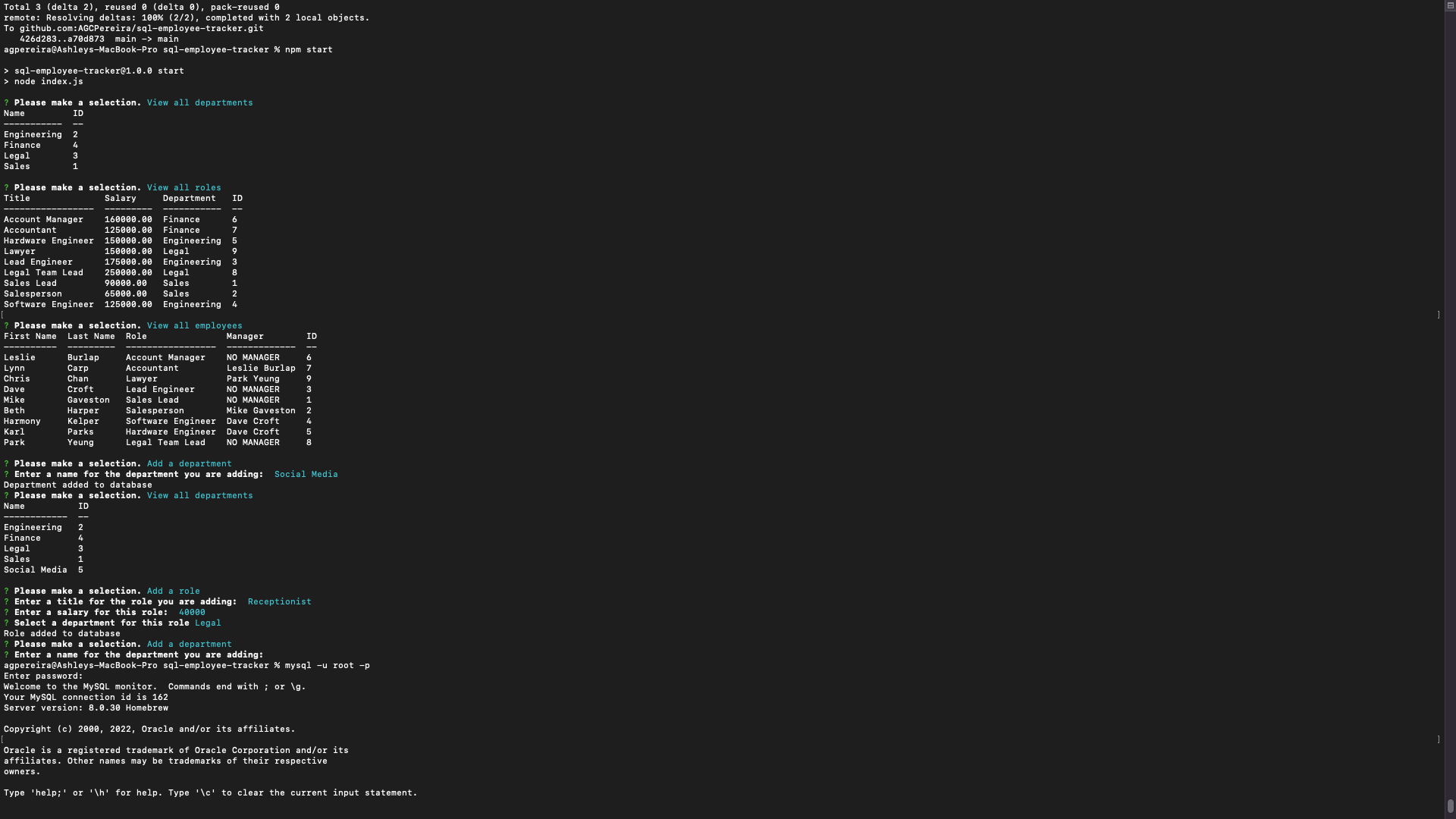 GitHub - AGCPereira/sql-employee-tracker