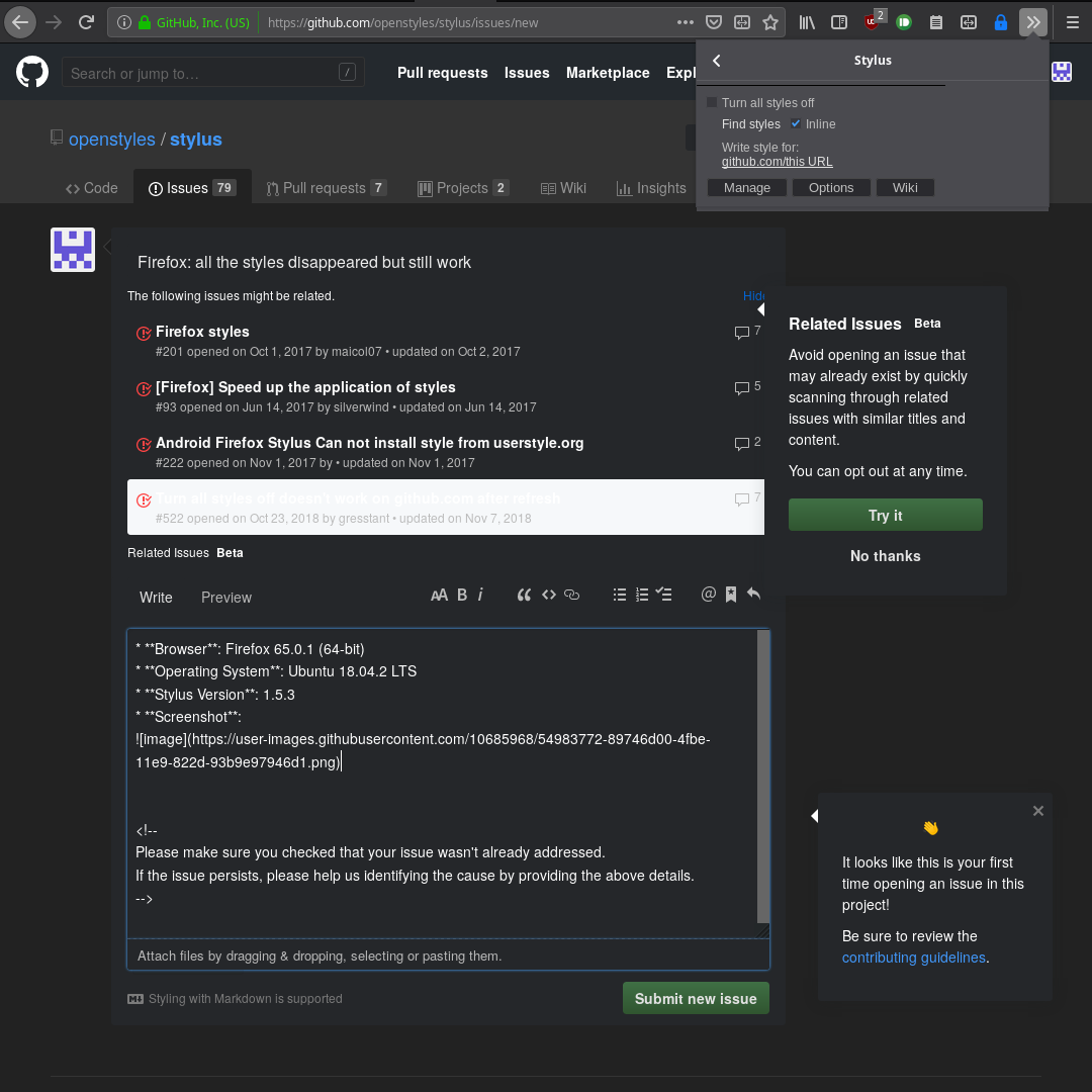 Firefox: all the styles disappeared but still work · Issue #687 · openstyles/stylus · GitHub