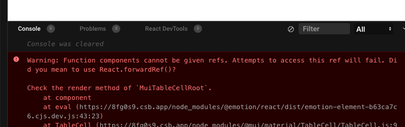Overriding muiTableBodyCellProps component shows ref warning · Issue #435 · KevinVandy/material ...