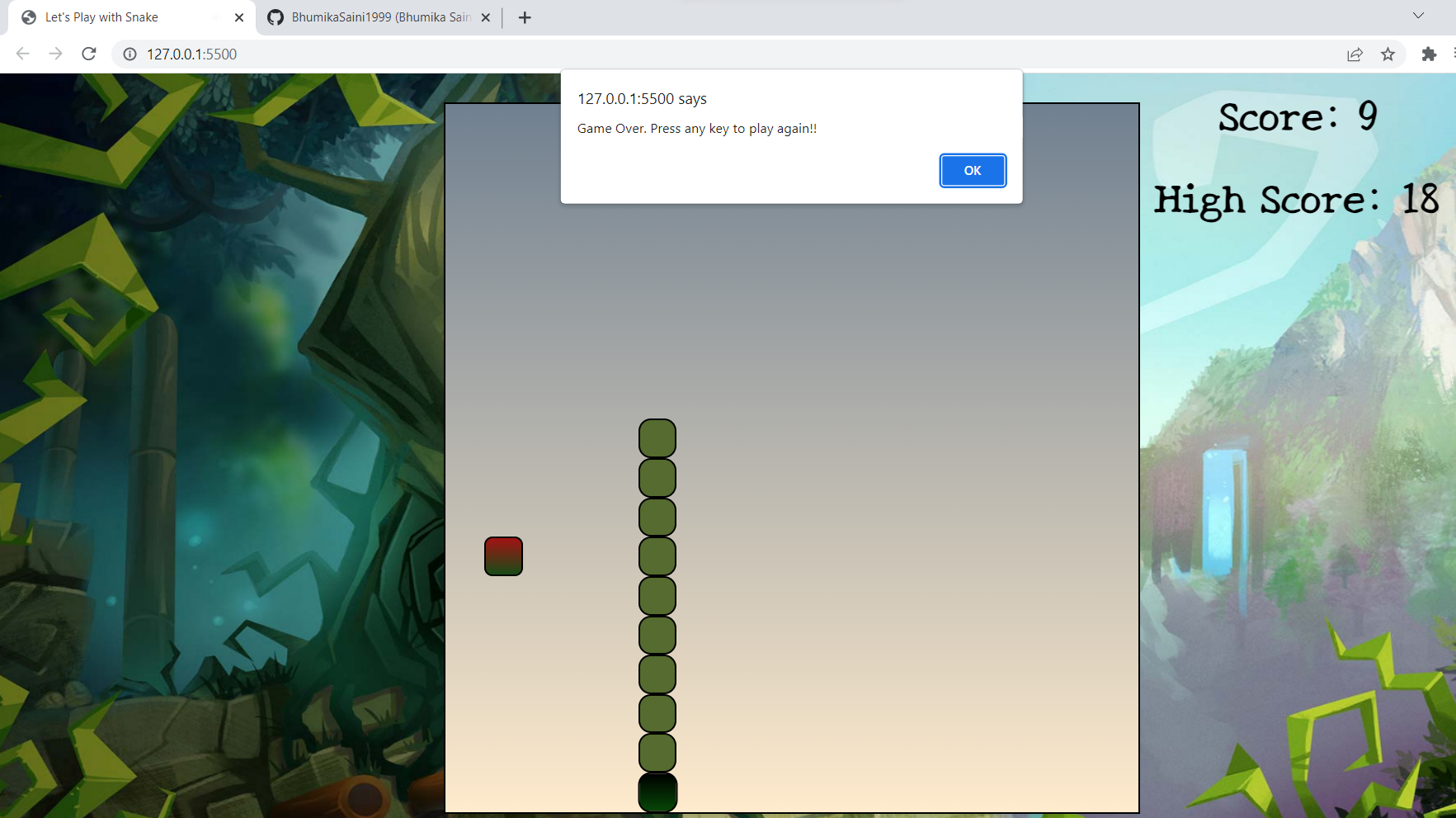 GitHub - BhumikaSaini1999/SnakeGame