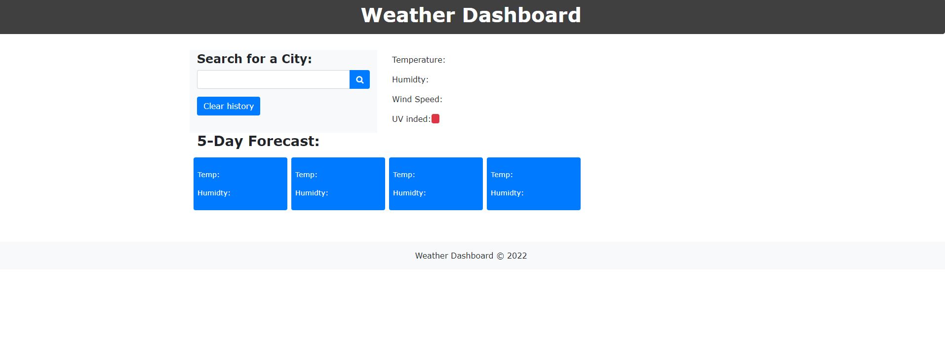 GitHub - StevenHa1163/WeatherDashboardproject: Creating a responsive ...