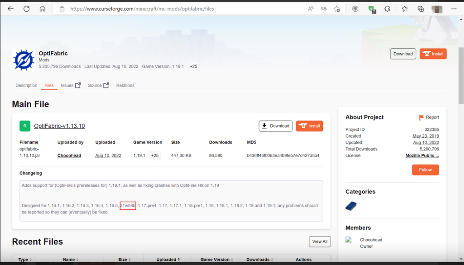 无法正确检查 Optifabric 支持的 Mc 版本 · Issue 201 · Hex Dragonpcl2 · Github