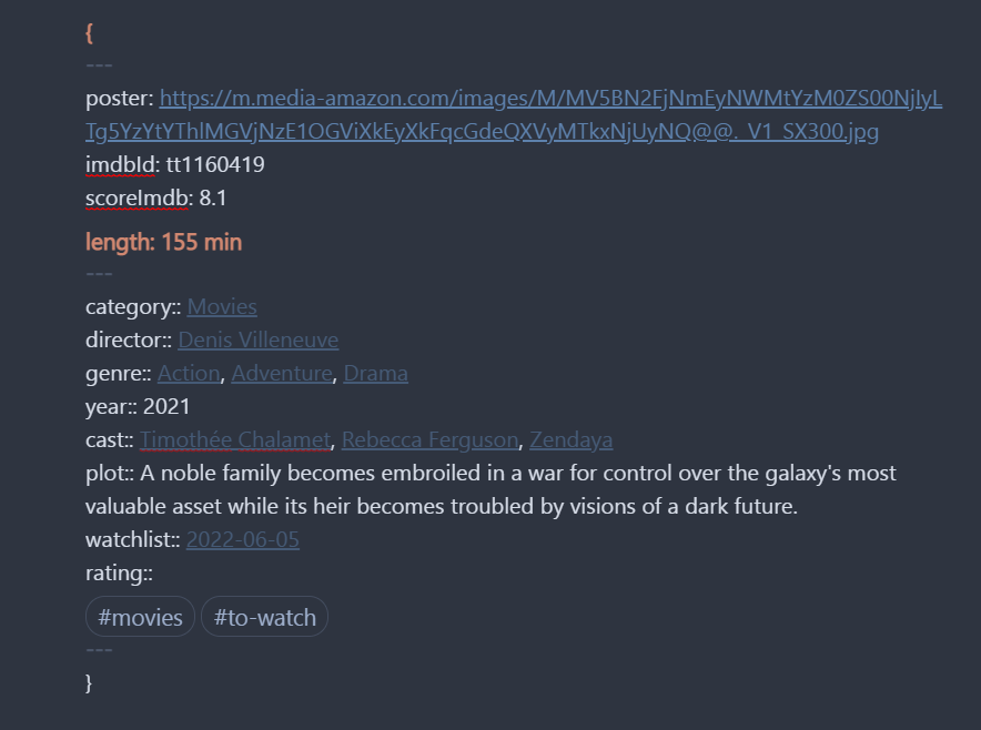 Dataview Query Not Working After Following Movie Database Creation Guide · Issue #332 · kepano ...