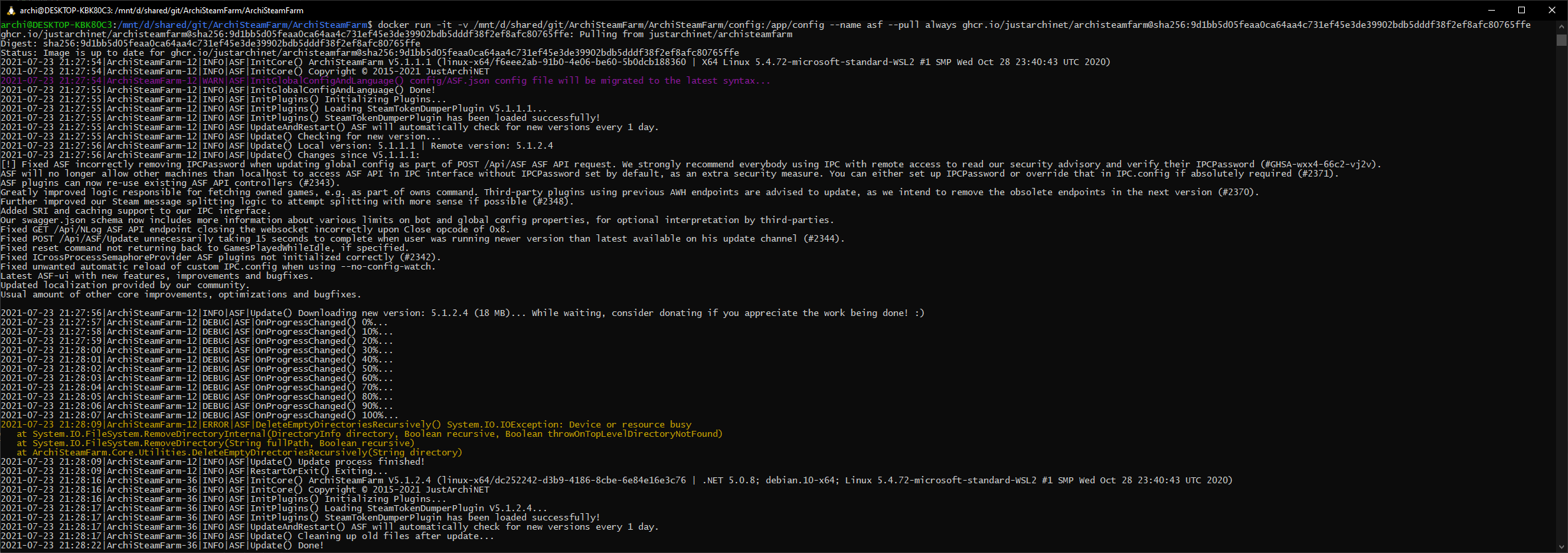 Docker container does not start after upgrading from V5.1.1.1 to V5.1.2.4 · Issue #2382 ...