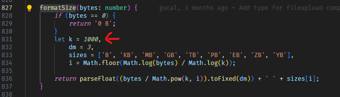 fileUpload: conversion uses 1000 instead of 1024 for file size formatting · Issue #13467 ...