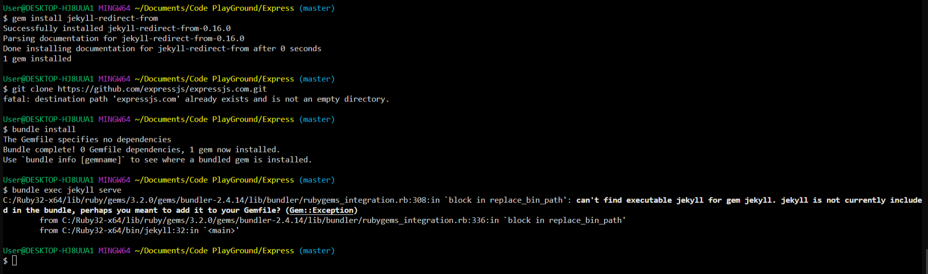 Got Error When Installing Locally · Issue 1426 · Expressjs · Github 
