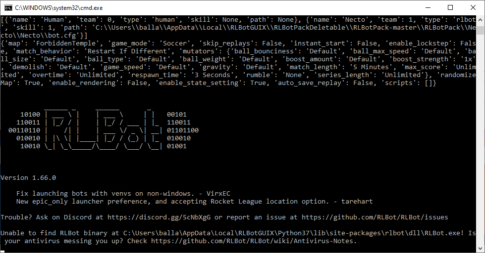 RLBotGUI won't start match · Issue #588 · RLBot/RLBot · GitHub
