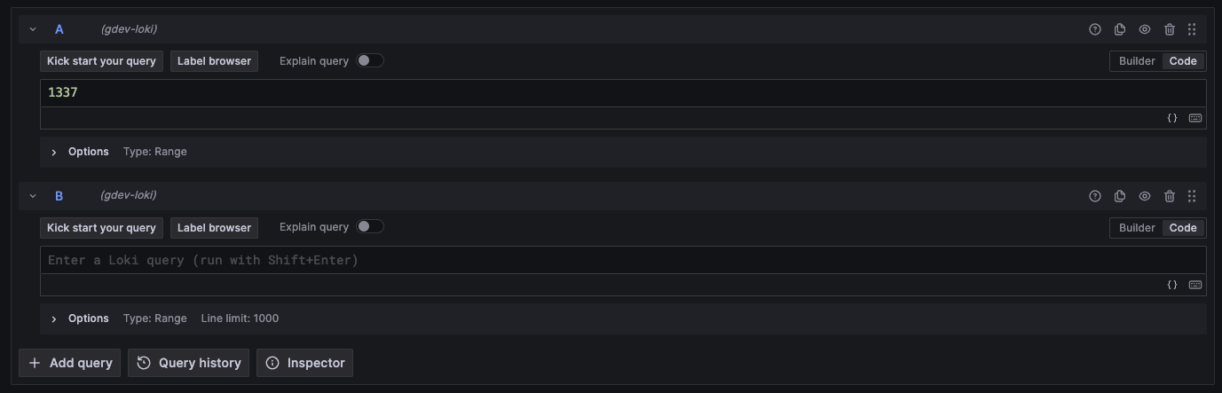 Explore: `Run Query` doesn't work with multiple queries · Issue #72304 · grafana/grafana · GitHub