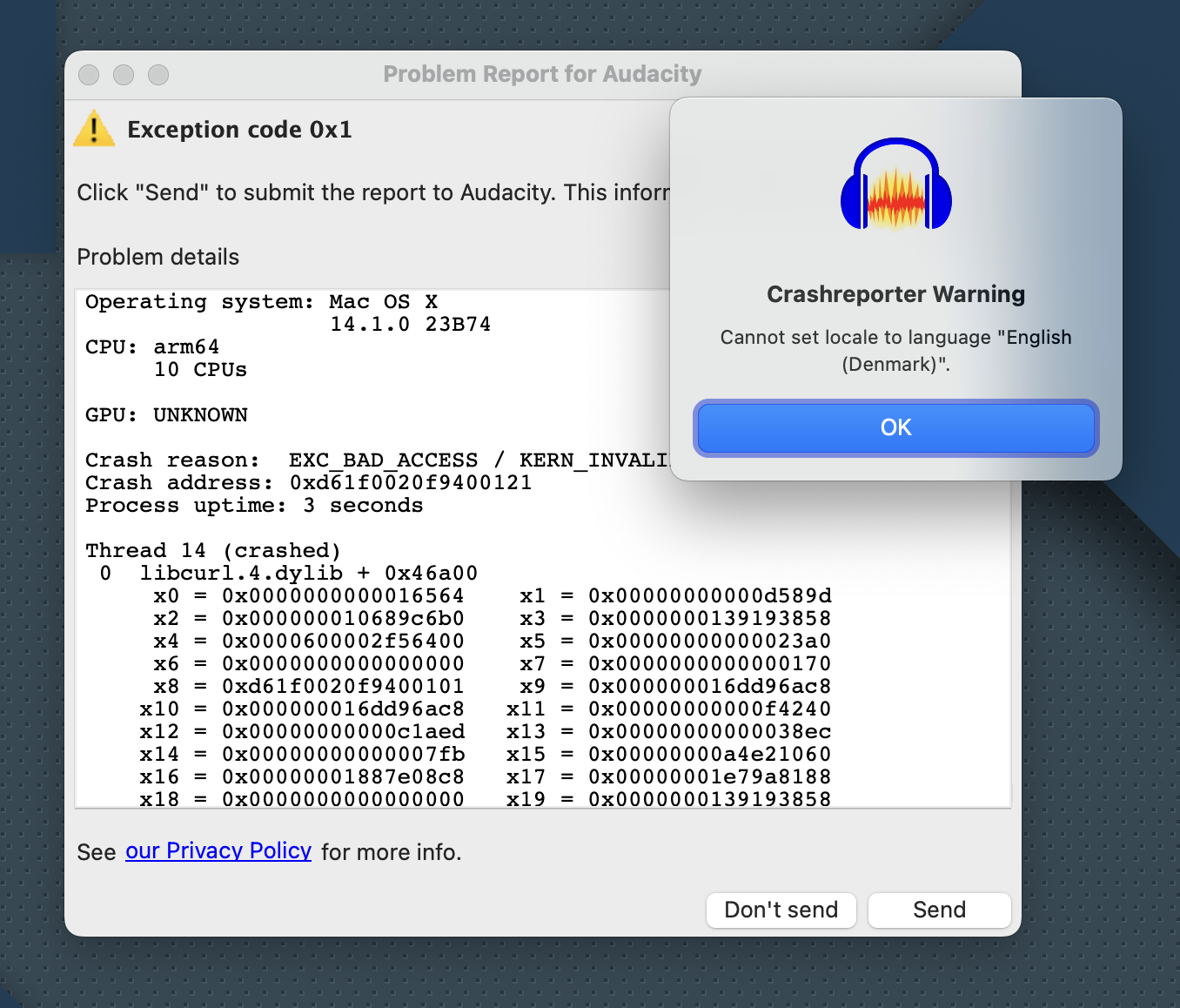 Crashes on startup, “cannot set locale“ · Issue #5453 · audacity/audacity · GitHub