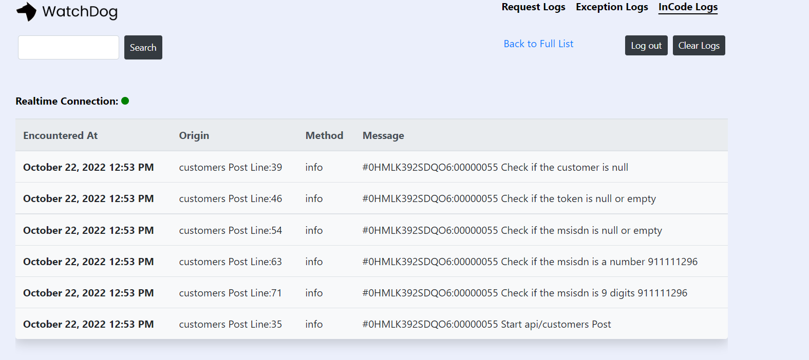 logs orders by time and line of code inCode page · Issue #69 · IzyPro/WatchDog · GitHub