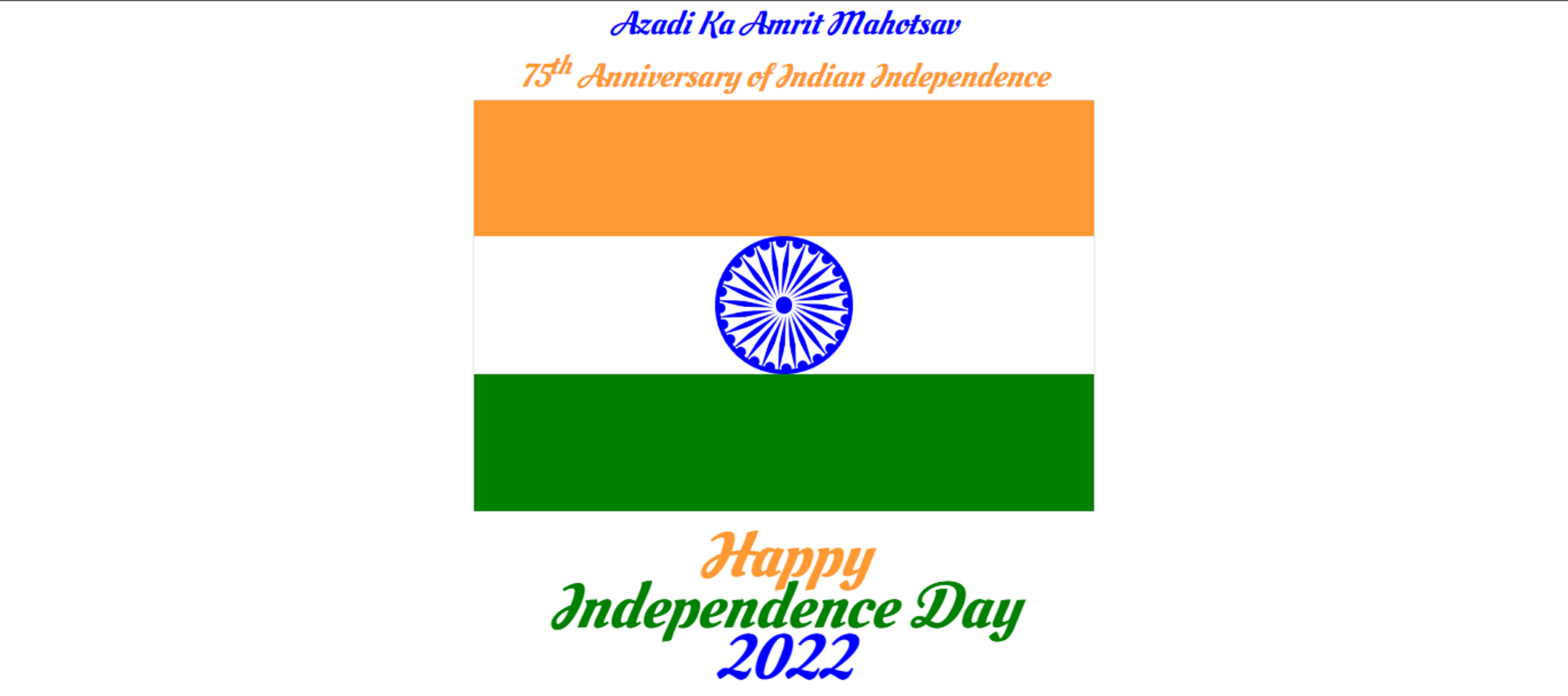 GitHub - codeWithBijaya/Tiranga: Happy Independence Day 2022 | National Flag Design using HTML ...