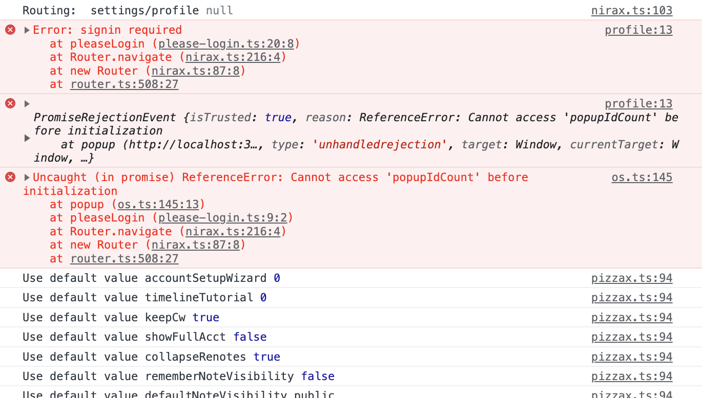 非ログイン時にクレデンシャルが必要なページに行くとエラーが出る · Issue #10922 · misskey-dev/misskey · GitHub