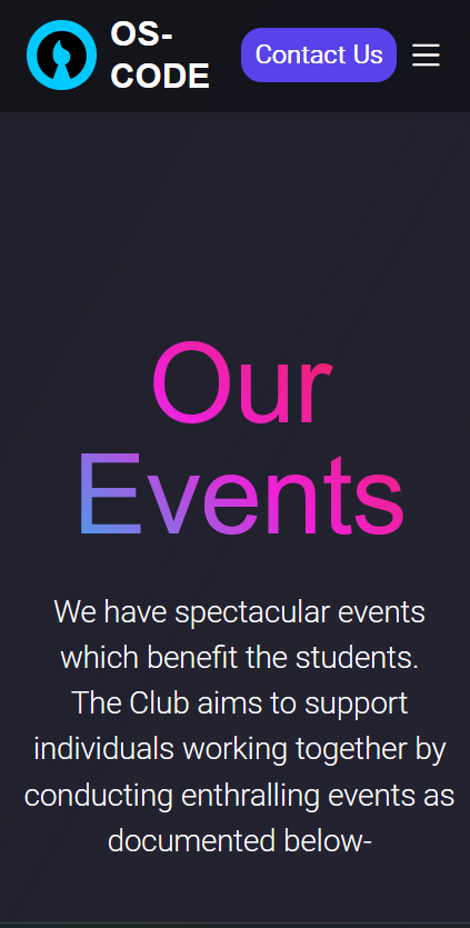 In Events Section Logo Text Or Button Size Reduced · Issue 96 · Oscode Community