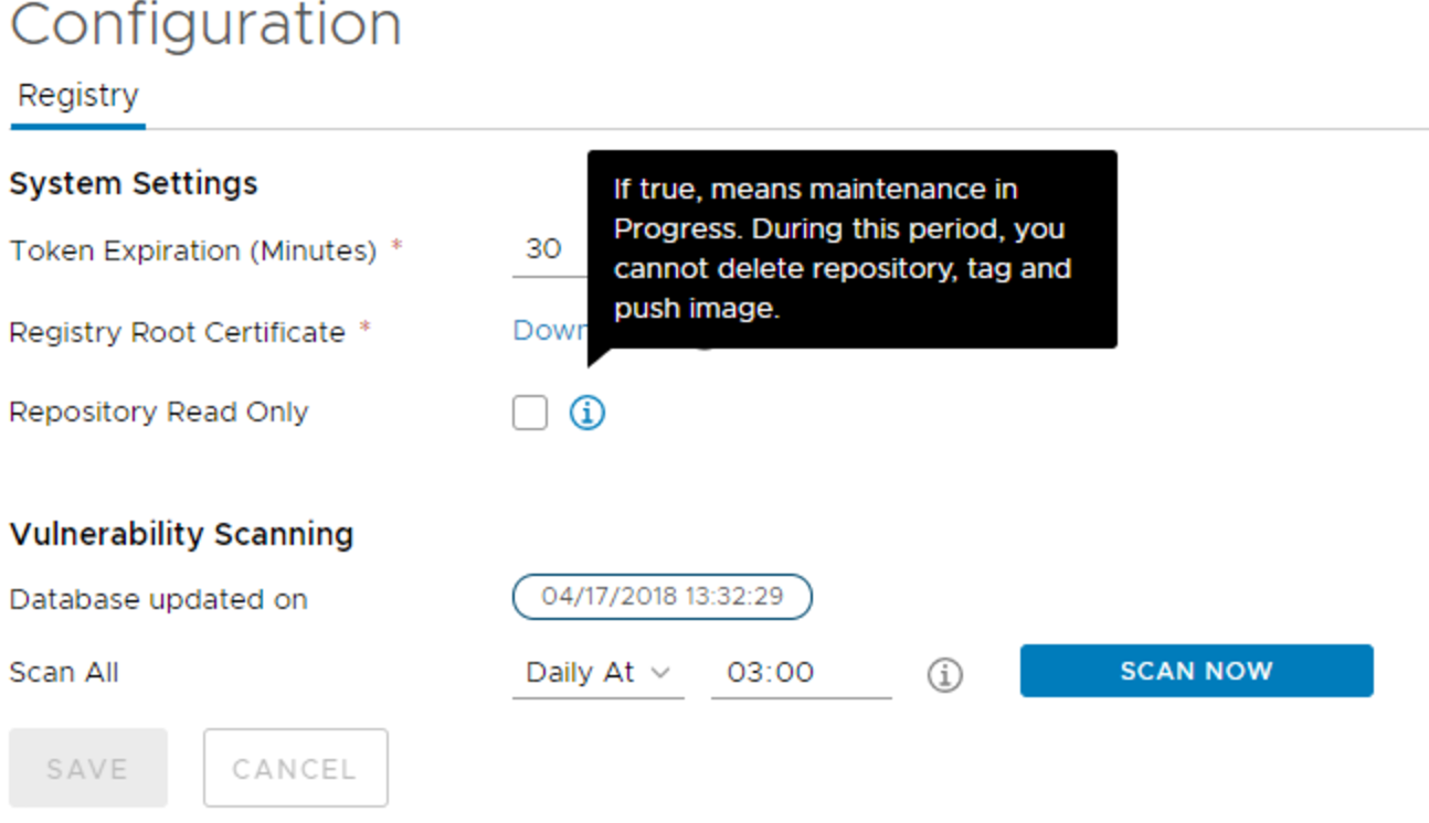 Read Only Mode Shouldn't show in VIC · Issue #4697 · goharbor/harbor · GitHub