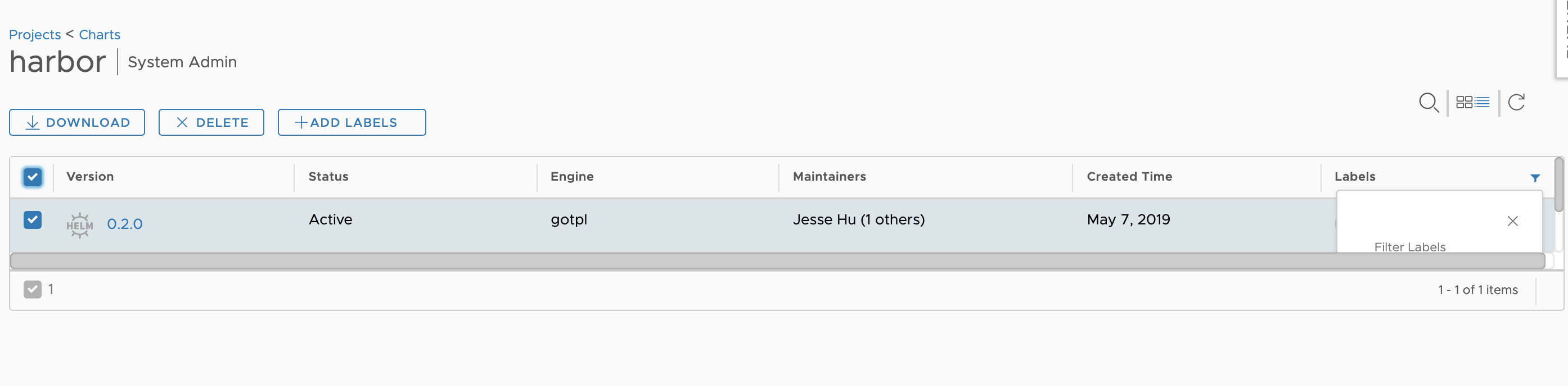 helm-chart label filter shouldn't inside the table · Issue #7700 · goharbor/harbor · GitHub