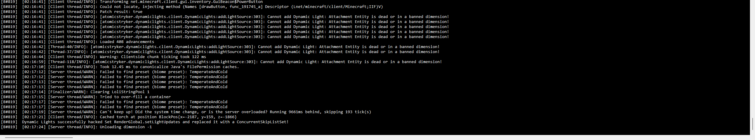 Game frozen after coming out of Nether · Issue #213 · xJon/Hexxit-II · GitHub