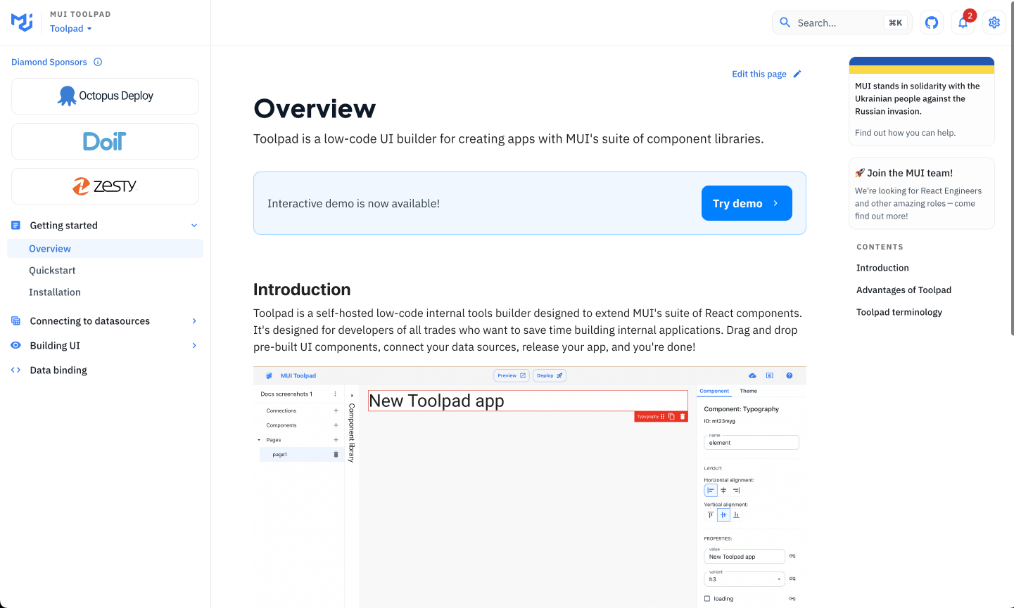 Add Live demo button to the docs and GitHub repo · Issue #1224 · mui/toolpad · GitHub