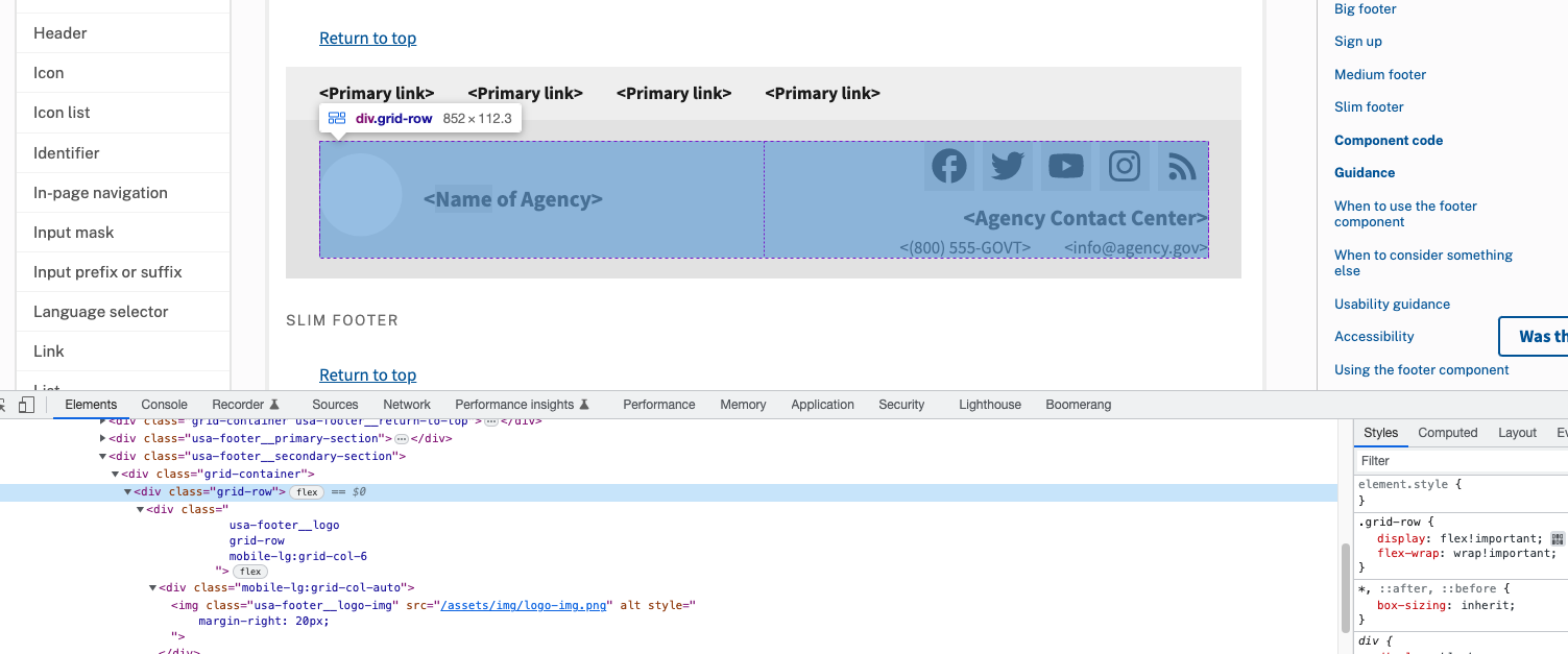 Uswds Bug Agency Contact Center In The Footer Component Is Not Right 