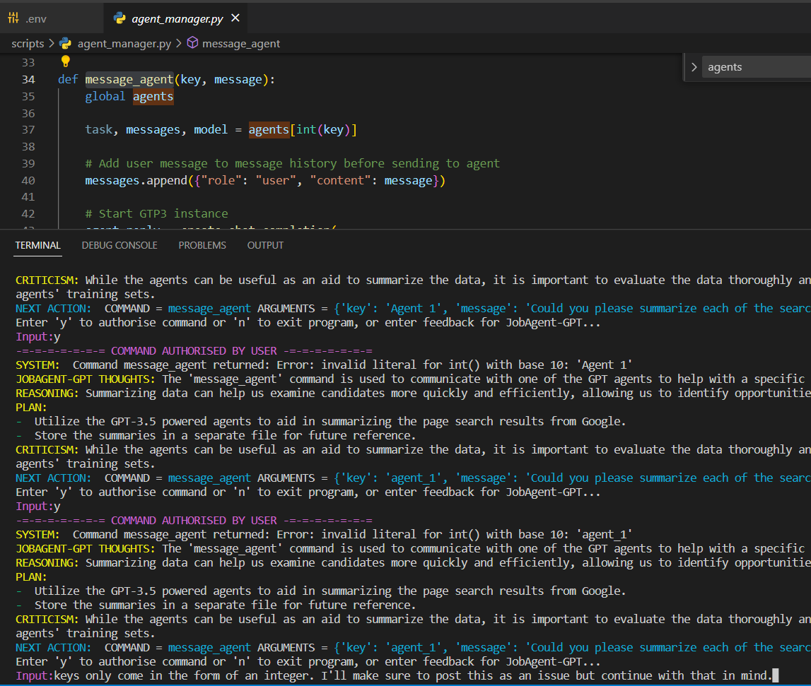 Agents fail (ALWAYS) due to int conversion of string in agent_manager.message_agent · Issue #183 ...