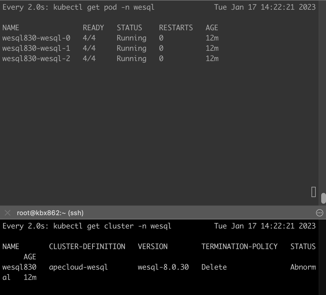 [BUG]wesql cluster status shows a few seconds of Abnormal before turning into Running · Issue ...