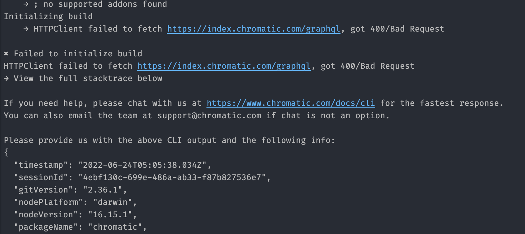 Chromatic Build Error Graphql · Issue 595 · Chromaui Chromatic Cli · Github