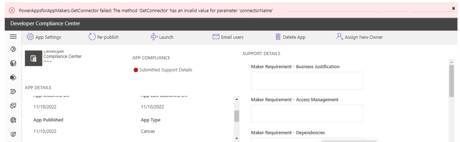 Coe Starter Kit Question Developer Compliance Center App Error Messages In App And Flows