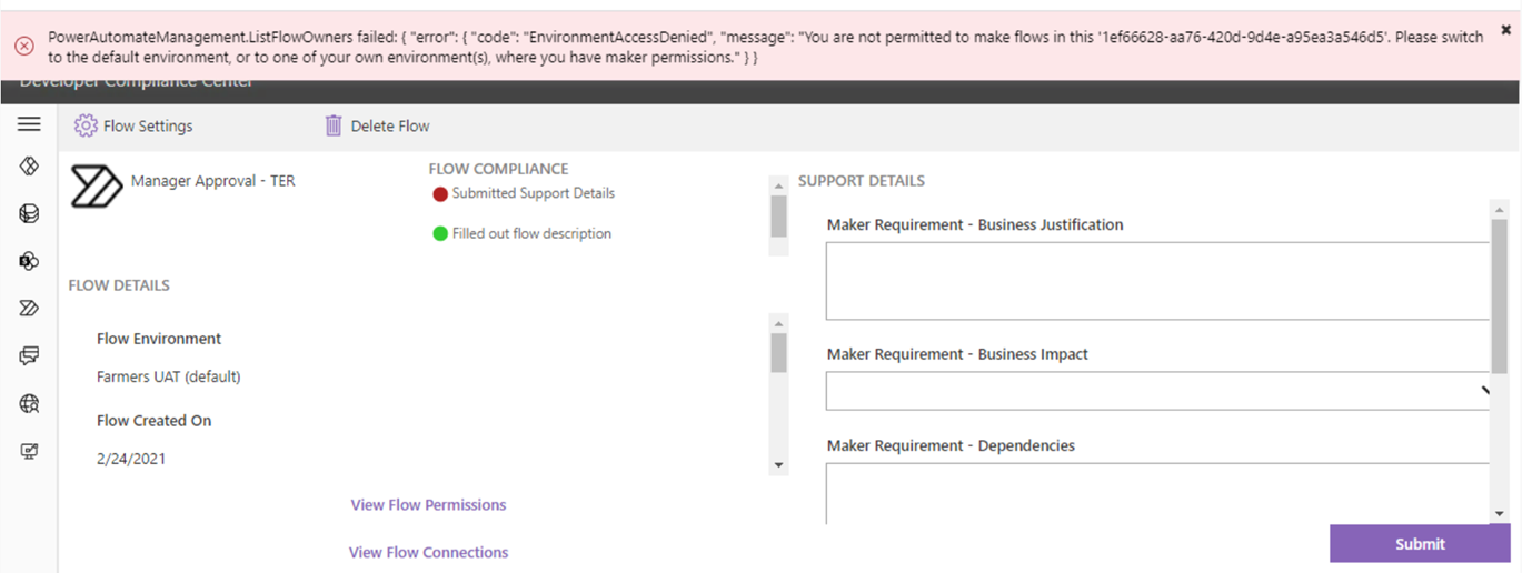 [CoE Starter Kit - QUESTION] Developer Compliance Center App error messages in app and flows ...