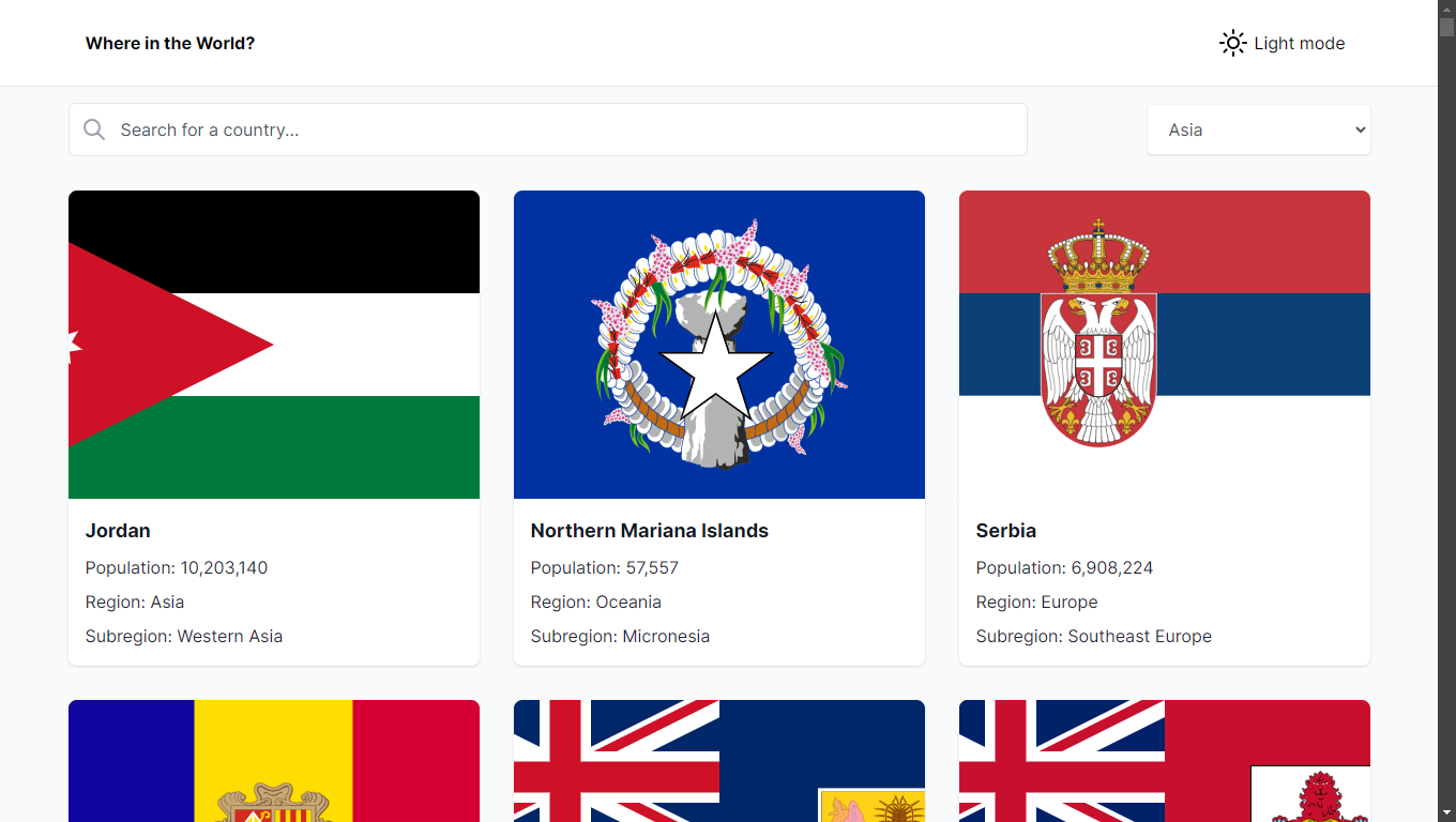 Github Anotherinthefirerest Countries Api With Color Theme Switcher This Is A Solution To 
